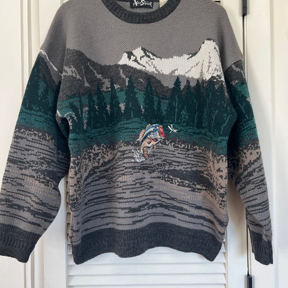 Alan Stuart | Sweaters | Vintage Alan Stuart Gray And Green Crewneck ...